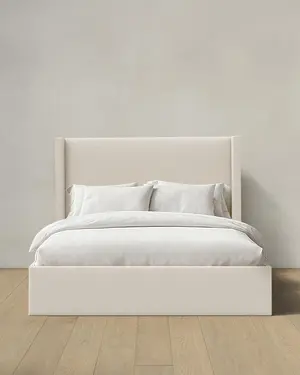 Quince Wingback Bed In Performance Linen Blend - Ivory