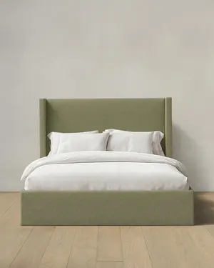 Quince Wingback Bed In Performance Linen Blend - Laurel