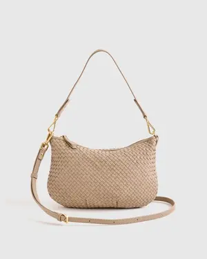 Quince Sloane Handwoven Mini Shoulder Bag - Taupe