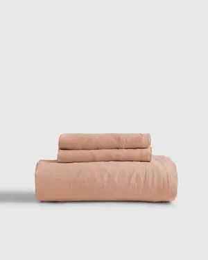 Quince European Linen Fitted Sheet Set - Desert Sunset