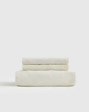 Quince European Linen Fitted Sheet Set Ivory