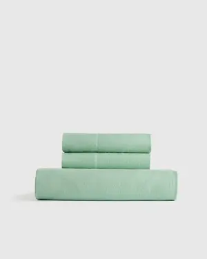 Quince European Linen Fitted Sheet Set Jade