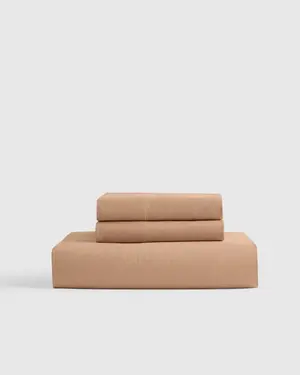 Quince European Linen Fitted Sheet Set Latte
