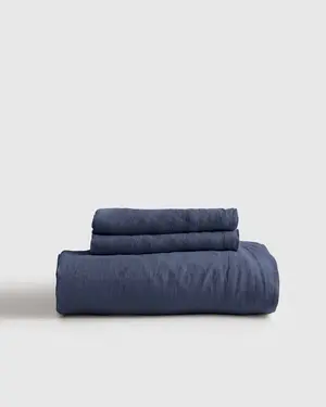 Quince European Linen Fitted Sheet Set - Nightfall