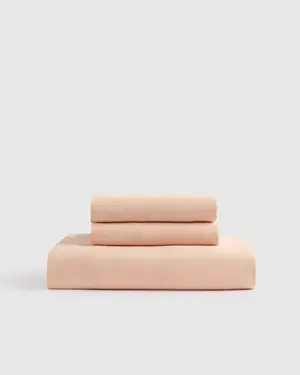 Quince European Linen Fitted Sheet Set - Peach