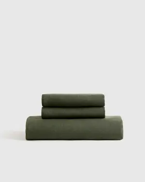 Quince European Linen Fitted Sheet Set Pine