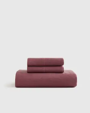 Quince European Linen Fitted Sheet Set Plum