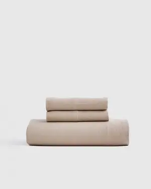 Quince European Linen Fitted Sheet Set - Toffee