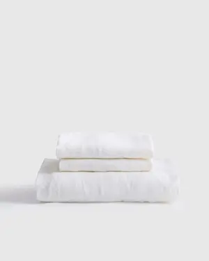Quince European Linen Fitted Sheet Set - White