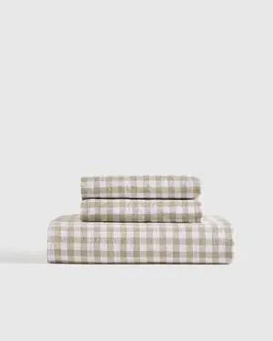 Quince European Linen Fitted Sheet Set Willowleaf Gingham