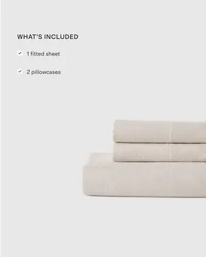 Quince European Linen Gingham Fitted Sheet Set - Olive
