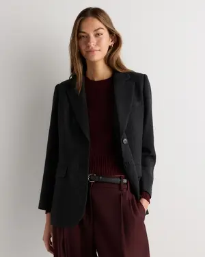 Quince Italian Wool Oversized Blazer - Textured Black