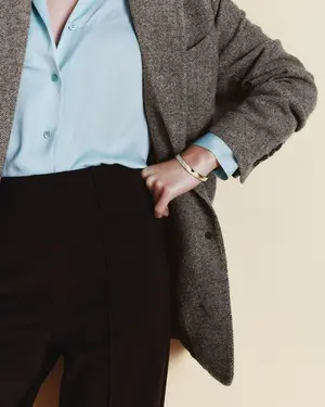 Quince Italian Wool Oversized Blazer - Textured Brown