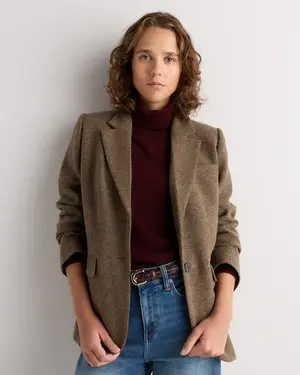 Quince Italian Wool Oversized Blazer - Textured Camel