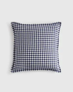 Quince European Linen Gingham Sham - Navy