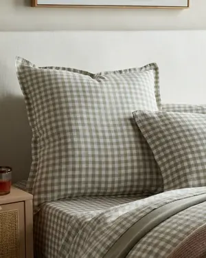 Quince European Linen Gingham Sham - Willowleaf