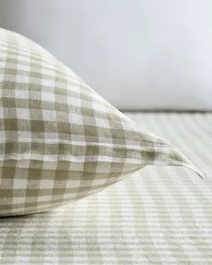 Quince European Linen Gingham Sham - Willowleaf