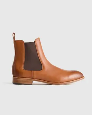 Quince Essential Leather Dress Chelsea Boots - Chestnut