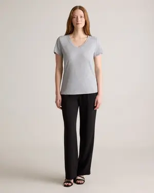 Quince Cotton Modal V-neck T-shirt - Heather Grey