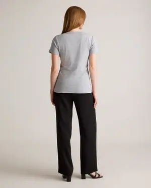 Quince Cotton Modal V-neck T-shirt - Heather Grey