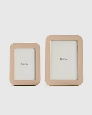 Quince Shagreen Leather Picture Frames Taupe