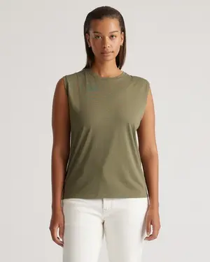 Quince Cotton Modal Muscle Tank Top - Dark Olive