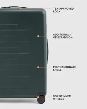 Quince Expandable Large Check-in Suitcase - Dark Green