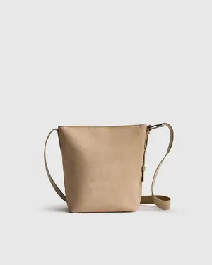 Quince Italian Suede Bucket Crossbody - Sand