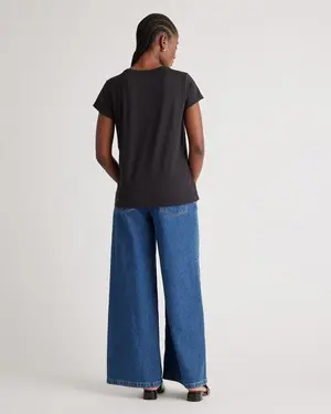 Quince Cotton Modal Crewneck Swing T-shirt - Black