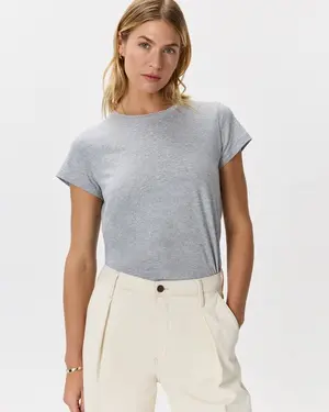 Quince Cotton Modal Crewneck Swing T-shirt - Heather Grey