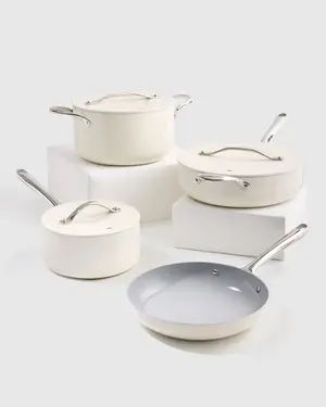 Quince Ceramic Nonstick 7pc Cookware Set - Ivory