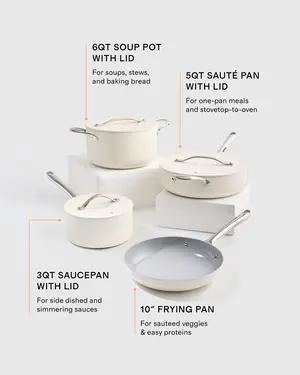 Quince Ceramic Nonstick 7pc Cookware Set - Ivory