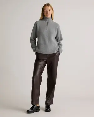 Quince Mongolian Cashmere Fisherman Quarter Zip Sweater - Heather Grey