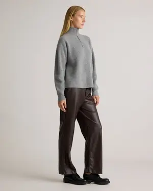 Quince Mongolian Cashmere Fisherman Quarter Zip Sweater - Heather Grey