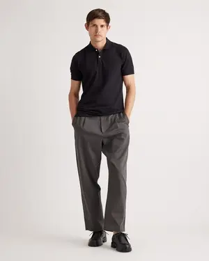 Quince Organic Stretch Luxe Pique Polo Shirt - Black