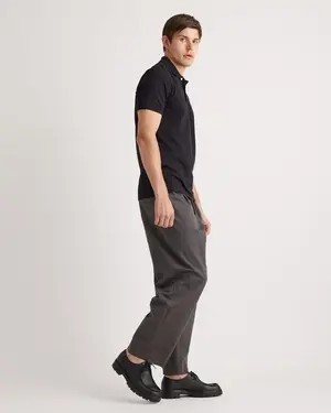 Quince Organic Stretch Luxe Pique Polo Shirt - Black