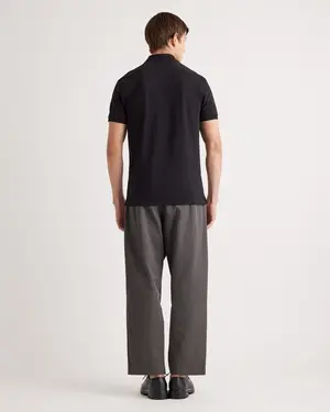 Quince Organic Stretch Luxe Pique Polo Shirt - Black