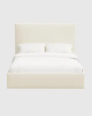 Quince Square Bed In Performance Linen - Ivory