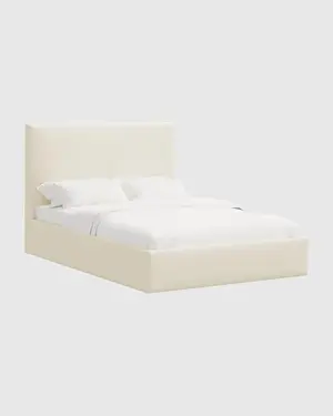 Quince Square Bed In Performance Linen - Ivory