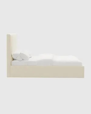 Quince Square Bed In Performance Linen - Ivory
