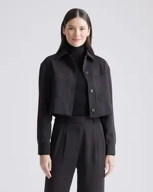 Quince Stretch Crepe Cropped Jacket - Black
