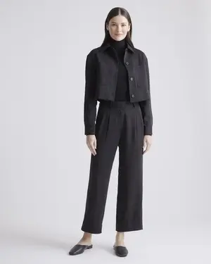 Quince Stretch Crepe Cropped Jacket - Black