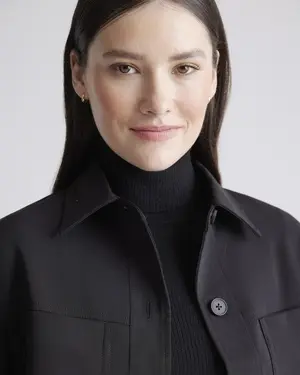 Quince Stretch Crepe Cropped Jacket - Black