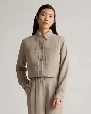 Quince Crepe Cropped Jacket - Morel