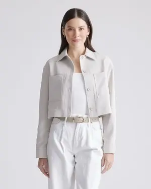 Quince Crepe Cropped Jacket - Sand