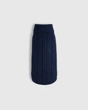 Quince Cashmere Cable Knit Dog Sweater - True Navy