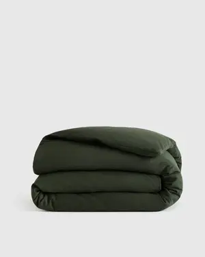 Quince Luxury Organic Flannel Duvet Cover Pine