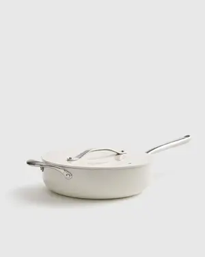 Quince Ceramic Nonstick Saute Pan With Lid - Ivory
