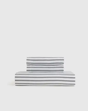 Quince Bamboo Fitted Sheet Set Double Stripe Nightfall