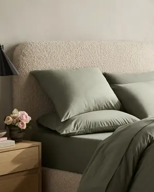 Quince Organic Crisp Percale Deluxe Bedding Bundle - Dried Sage
